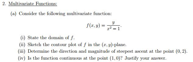 Solved Multivariate Functions Consider The Following
