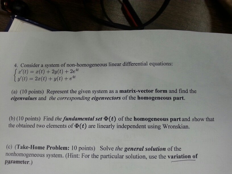 Solved Consider a system of non-homogeneous linear | Chegg.com