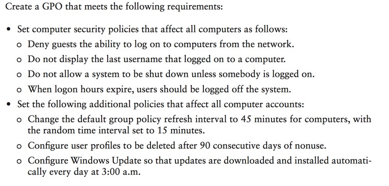Solved Create a GPO that meets the following requirements: | Chegg.com