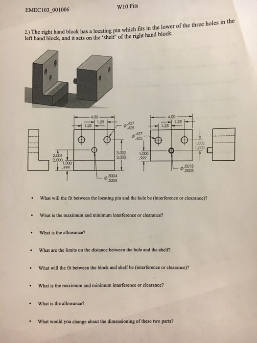 Solved The right hand block has a locating pin which fits in | Chegg.com