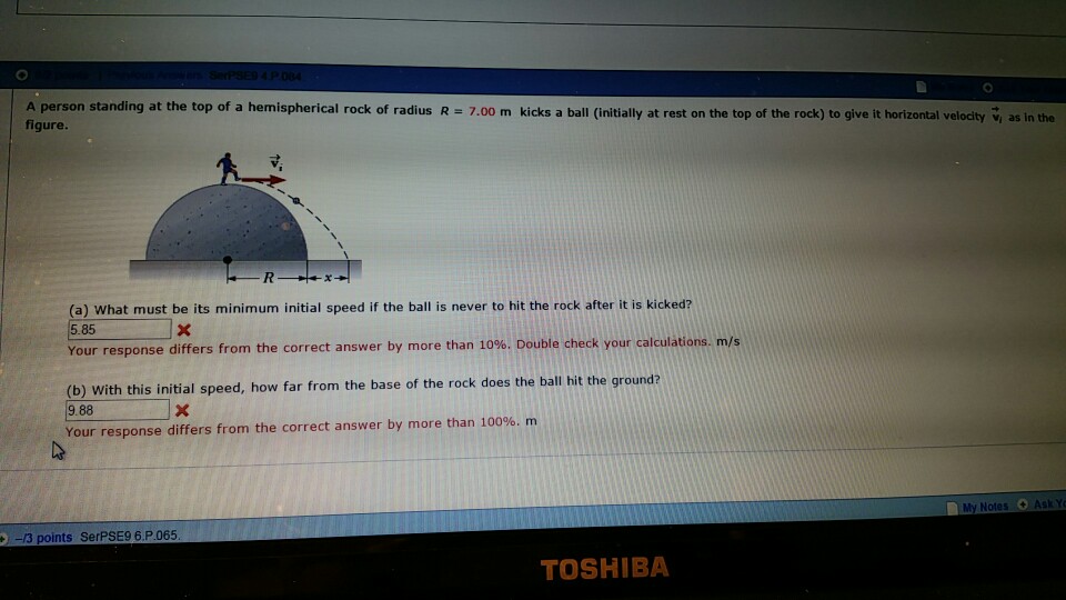 Solved A person standing at the top of a hemispherical rock | Chegg.com