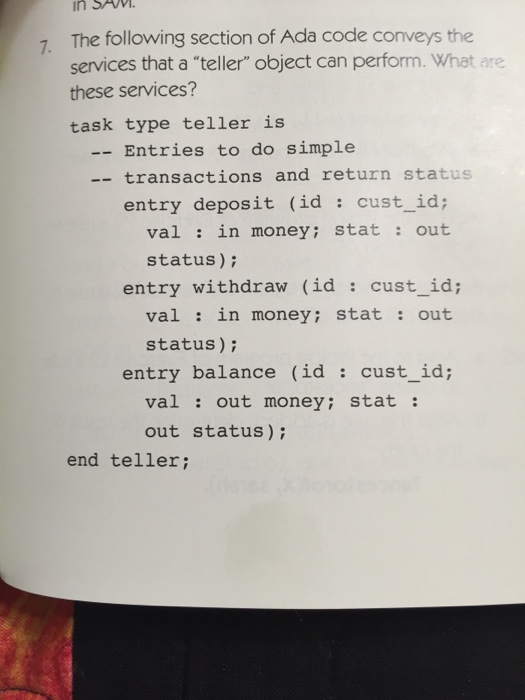 Solved The following section of Ada code conveys the | Chegg.com
