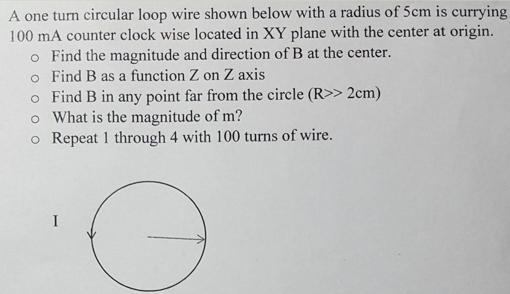 Solved A one turn circular loop wire shown below with a | Chegg.com