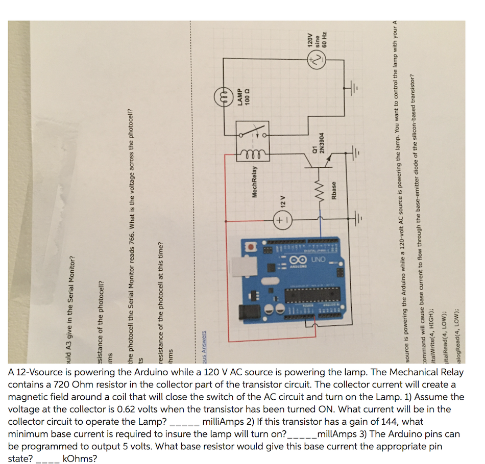 Solved A 12-Vsource is powering the Arduino while a 120 V | Chegg.com