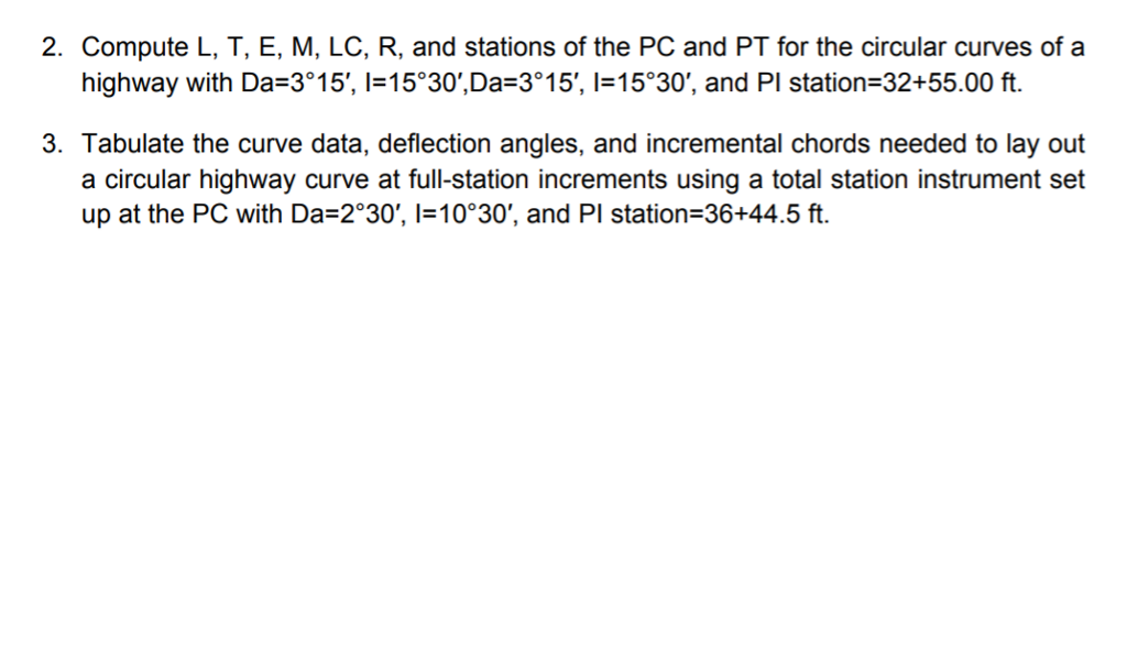 Solved 2. Compute L, T, E, M, LC, R, and stations of the PC | Chegg.com