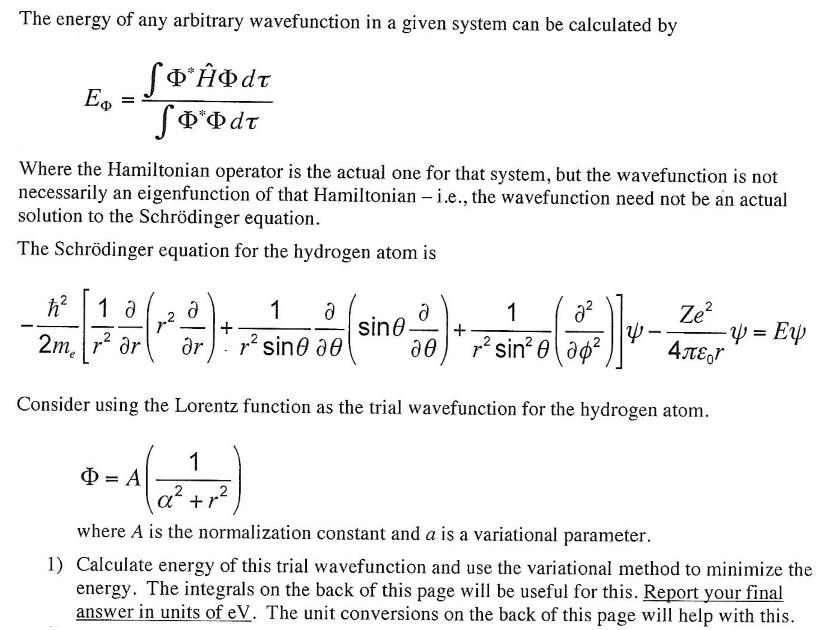 Solved The energy of any arbitrary wavefunction in a given | Chegg.com