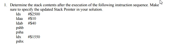 Solved Determine the stack contents after the execution of | Chegg.com