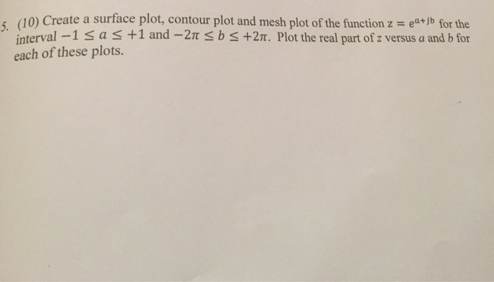 Solved Matlab Exercise Create A Surface Plot Contour Plot 2266