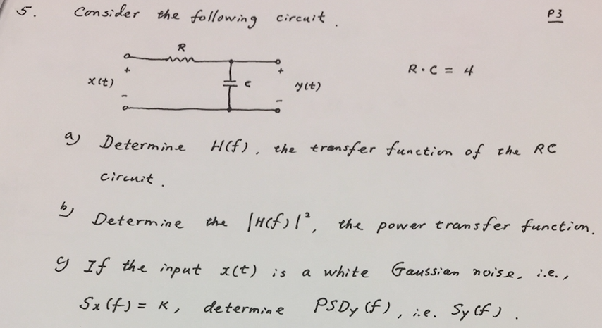 Solved Consider the following circuit. Determine H(f), the | Chegg.com