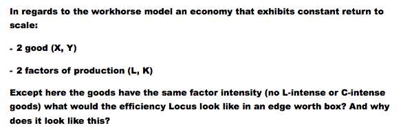 Solved In regards to the workhorse model an economy that | Chegg.com
