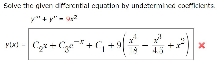 Solved Solve the given differential equation by undetermined | Chegg.com