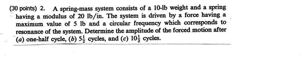 A Spring Mass System Consists Of A 10 Lb Weight And A