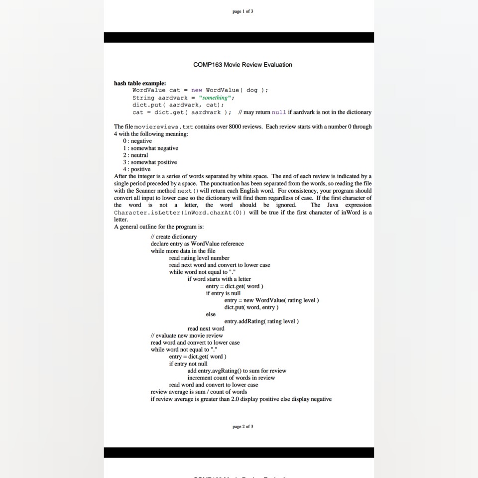 Solved COMP163 Movie Review Evaluation The purpose of this | Chegg.com