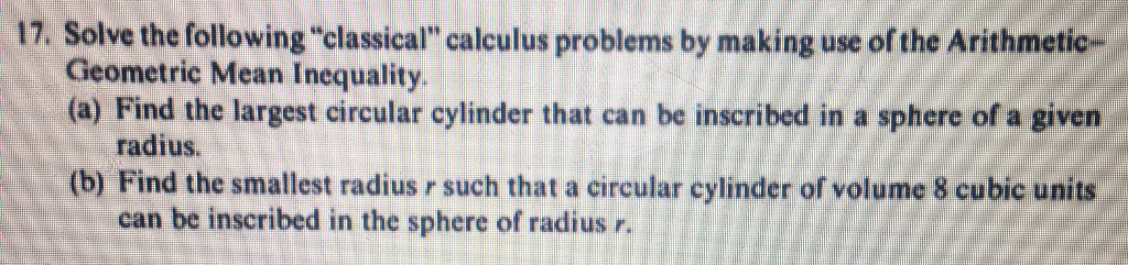 Solved Solve the following "classical" calculus problems by | Chegg.com