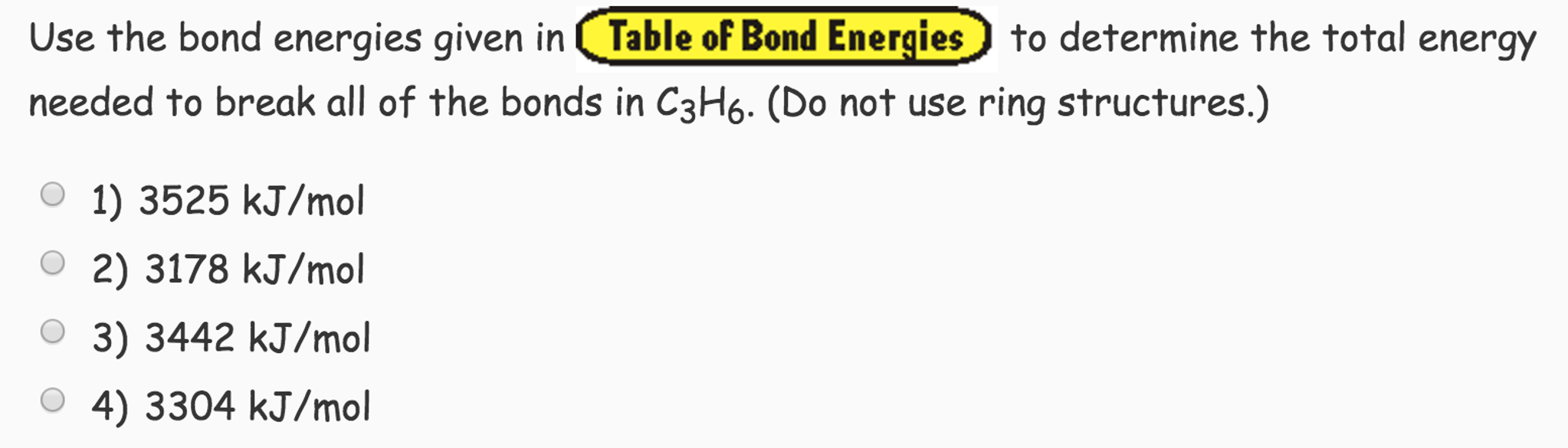 Solved Use the bond energies given in Table of Bond Energies | Chegg.com