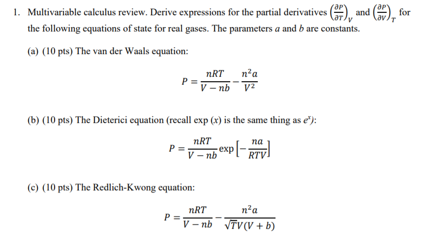 Solved Multivariable calculus review. Derive expressions for | Chegg.com
