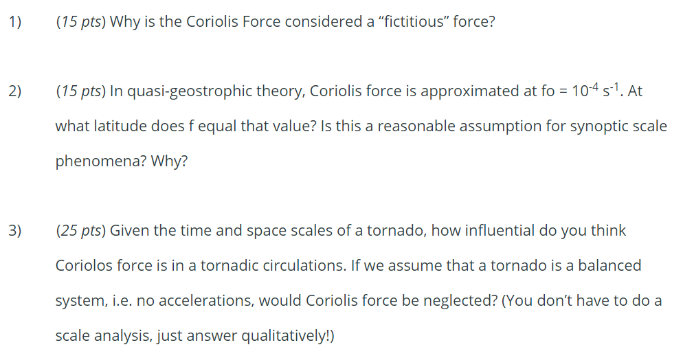 Solved Why is the Coriolis Force considered a "fictitious" | Chegg.com