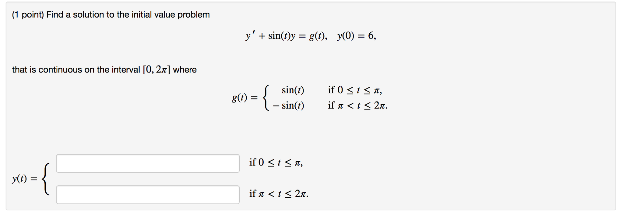 Solved Find a solution to the initial value problem y' + | Chegg.com