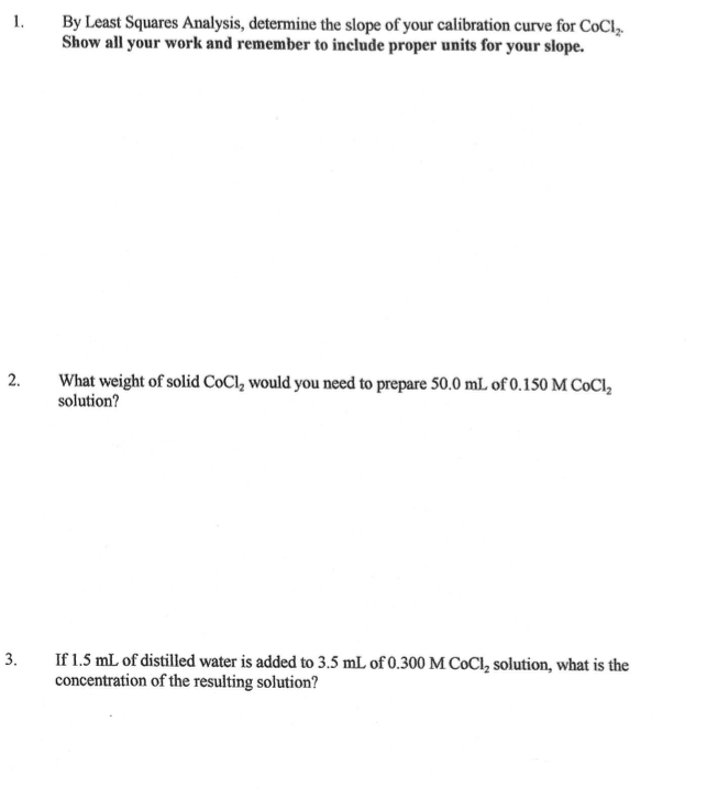Solved By Least Squares Analysis, determine the slope of | Chegg.com