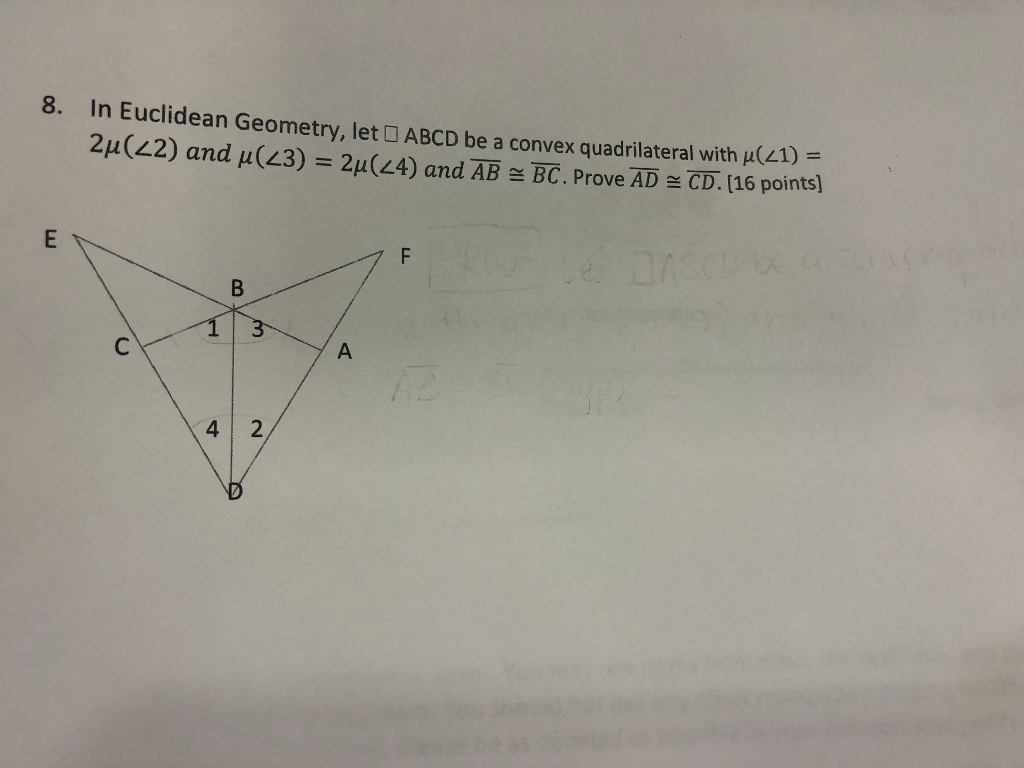 Solved In Euclidean Geometry, let ABCD be a convex | Chegg.com