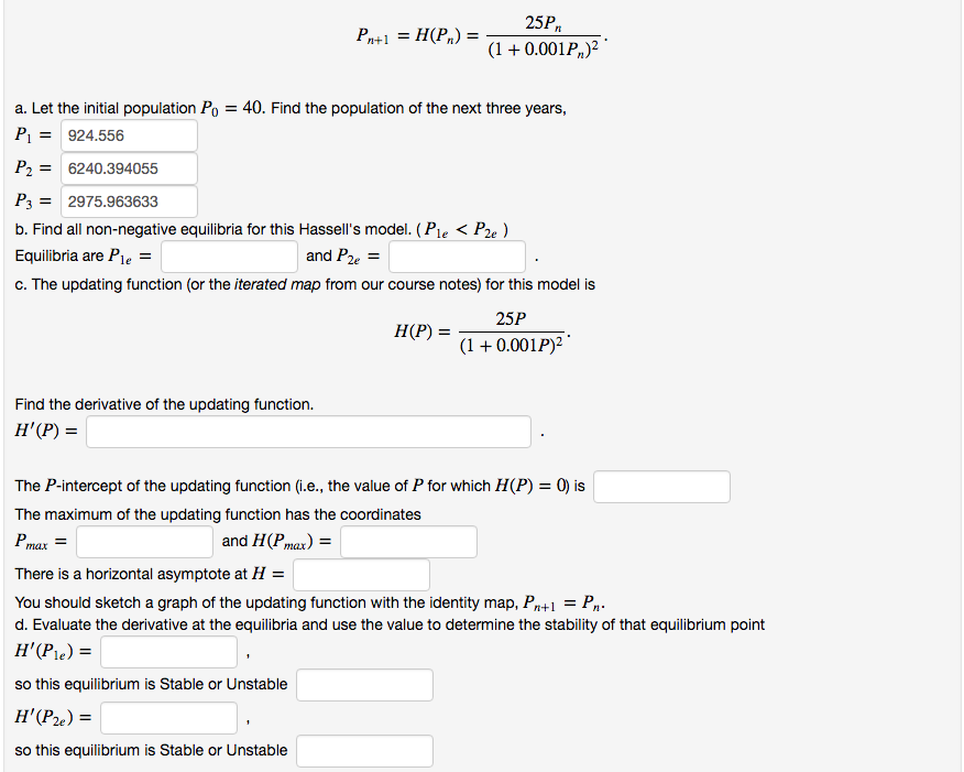 Solved Hassell's model is often used to study populations of | Chegg.com