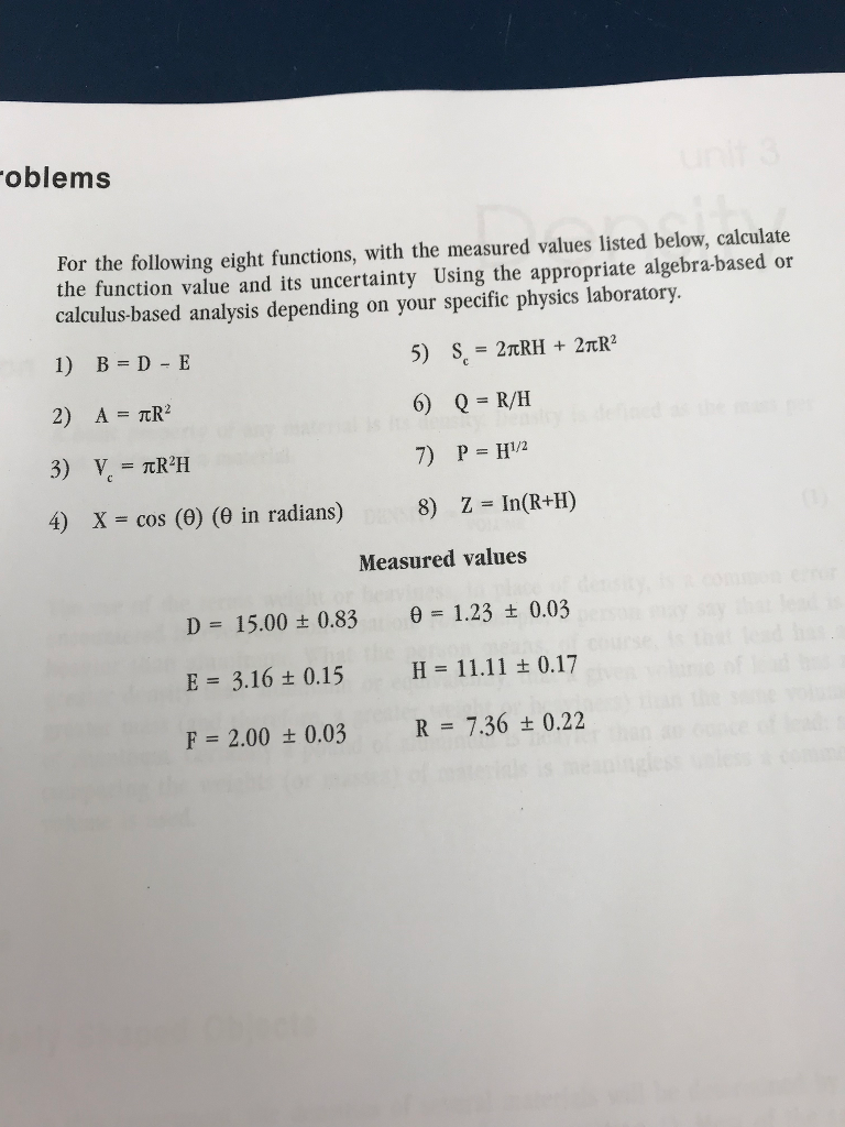 Solved oblems For the following eight functions, with the | Chegg.com