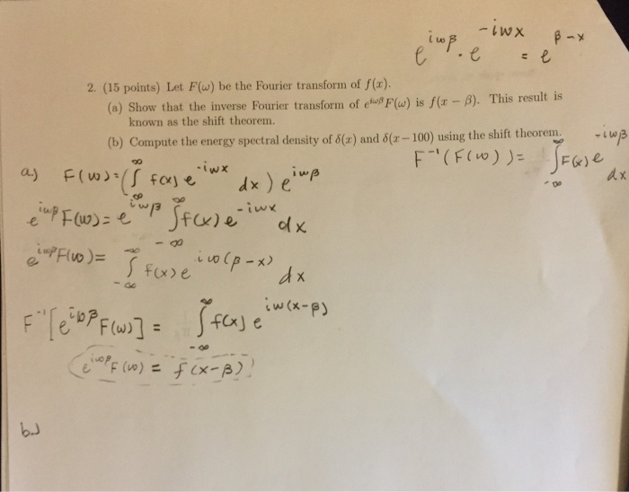 Solved Let F(omega) be the Fourier transform of f(x). (a) | Chegg.com