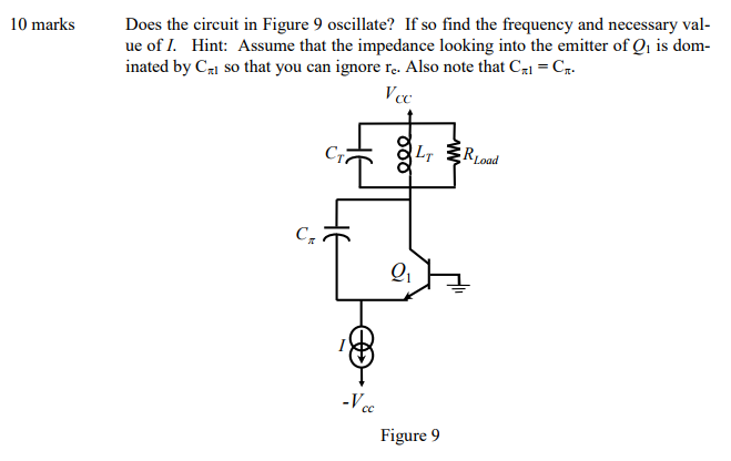 Does the circuit in Figure 9 oscillate? If so find | Chegg.com