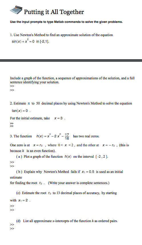 Solved End of Calculus MatLab Questions. Link to full lab | Chegg.com