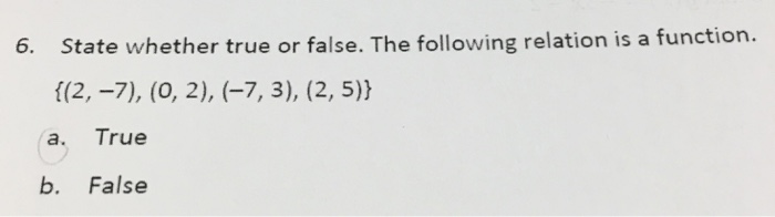 Solved State whether true or false. The following relation | Chegg.com