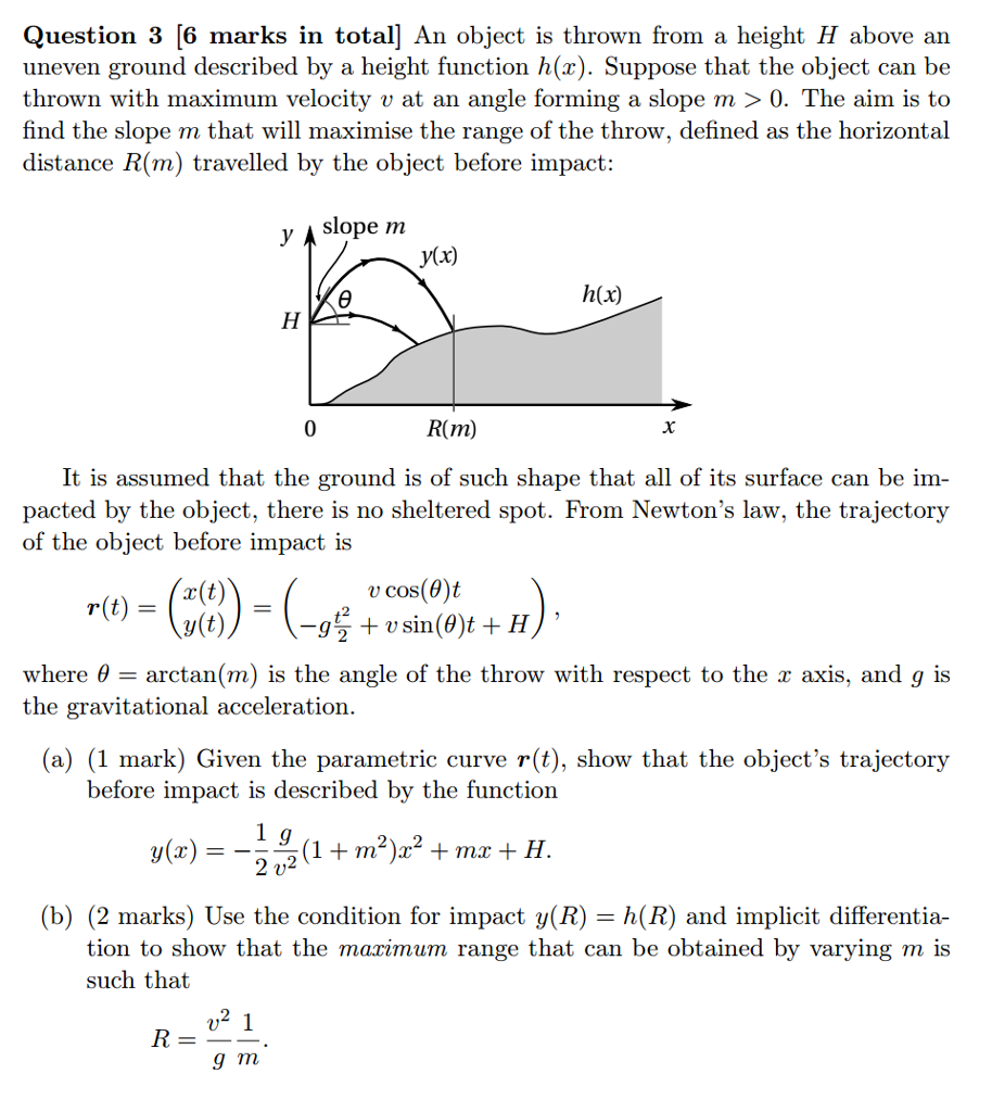 Solved An object is thrown from a height H above an uneven | Chegg.com