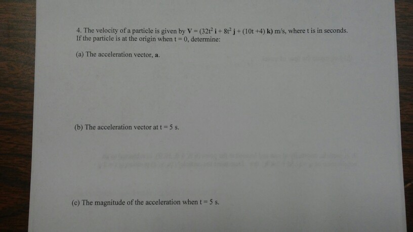 Solved 4. The velocity of a particle is given by V (32ti+8t | Chegg.com