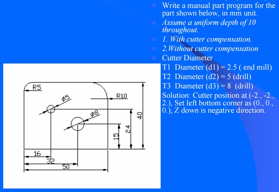 Write A Manual Part Program For The Part Shown Below