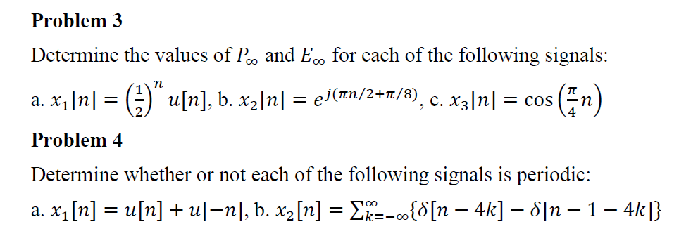 Solved Determine the values of P_infinity and E_infinity for | Chegg.com