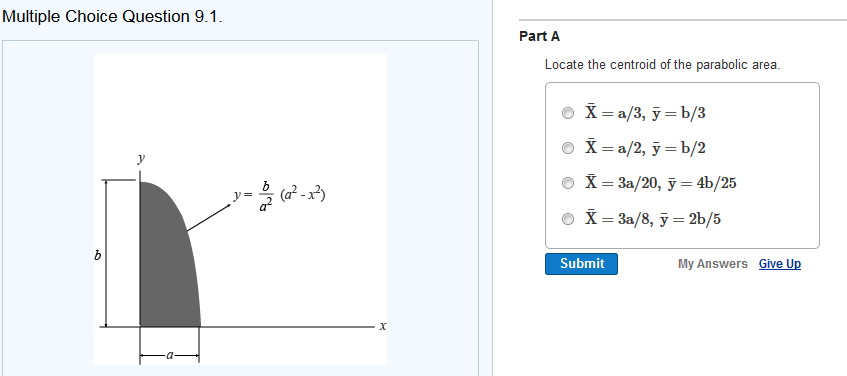 Solved Locate the centroid of the parabolic area. | Chegg.com