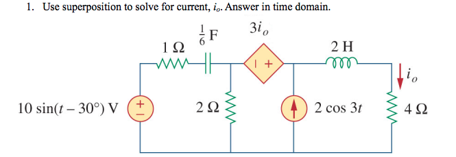 1. Use superposition to solve for current, i0. Answer | Chegg.com