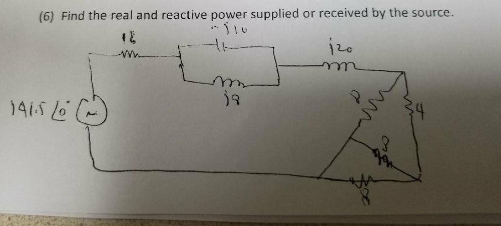 Solved (6) Find the real and reactive power supplied or | Chegg.com
