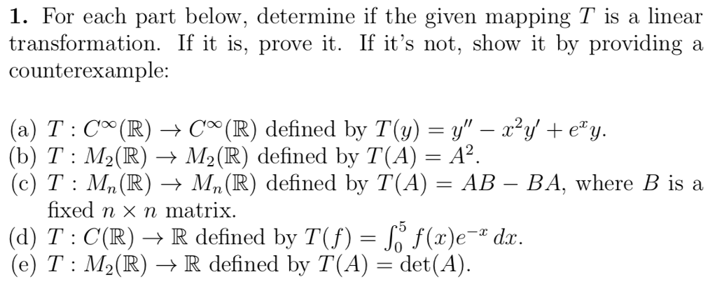 Solved 1. For each part below, determine if the given | Chegg.com