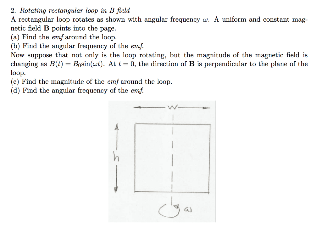 Solved 2 Rotating Rectangular Loop In B Field A Rectangular