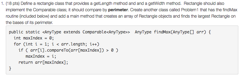 Solved Define a rectangle class that provides a getLength | Chegg.com