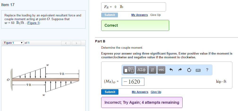 Solved Replace the loading by an equivalent resultant force | Chegg.com