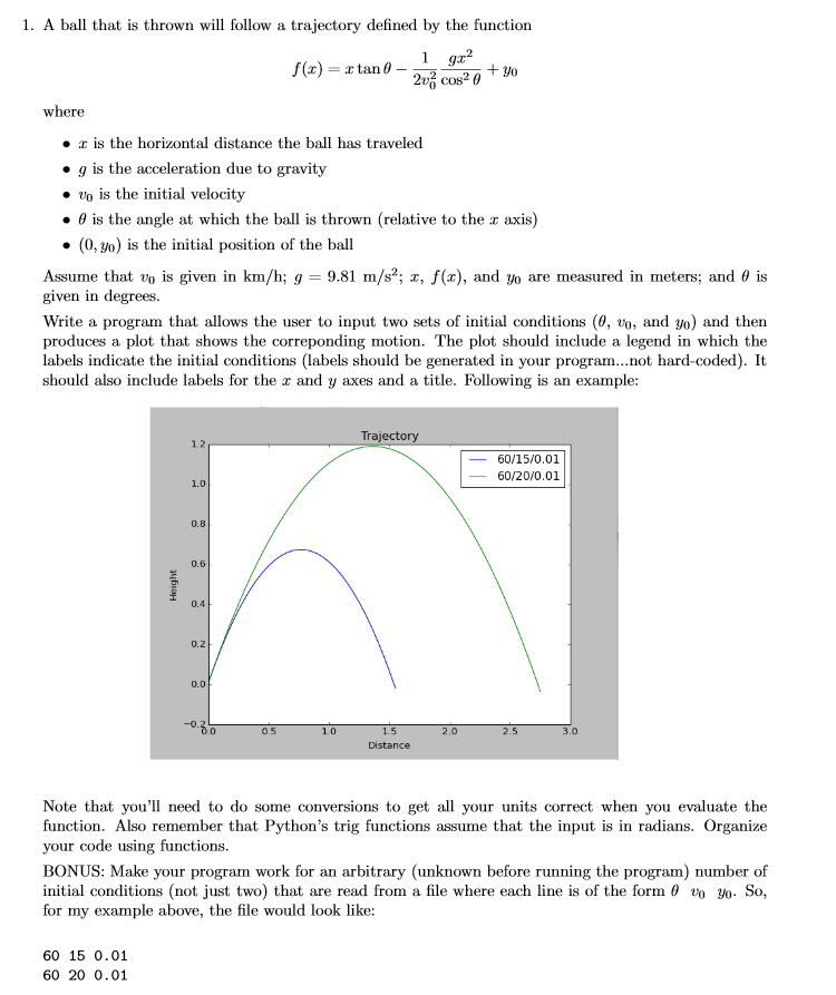 A ball that is thrown will follow a trajectory | Chegg.com