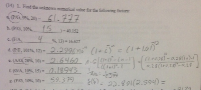 Solved Find the unknown numerical value for the following | Chegg.com