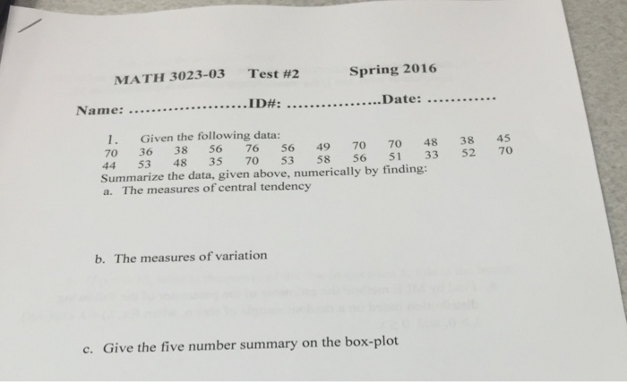 Solved Given the following data: Summarize the data, given | Chegg.com
