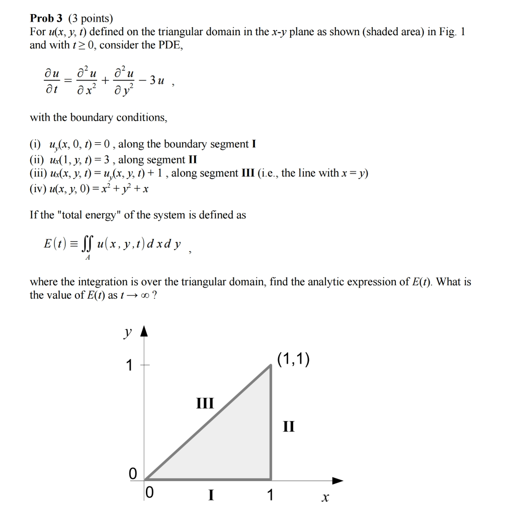 For u(x, y, t) defined on the triangular domain in | Chegg.com