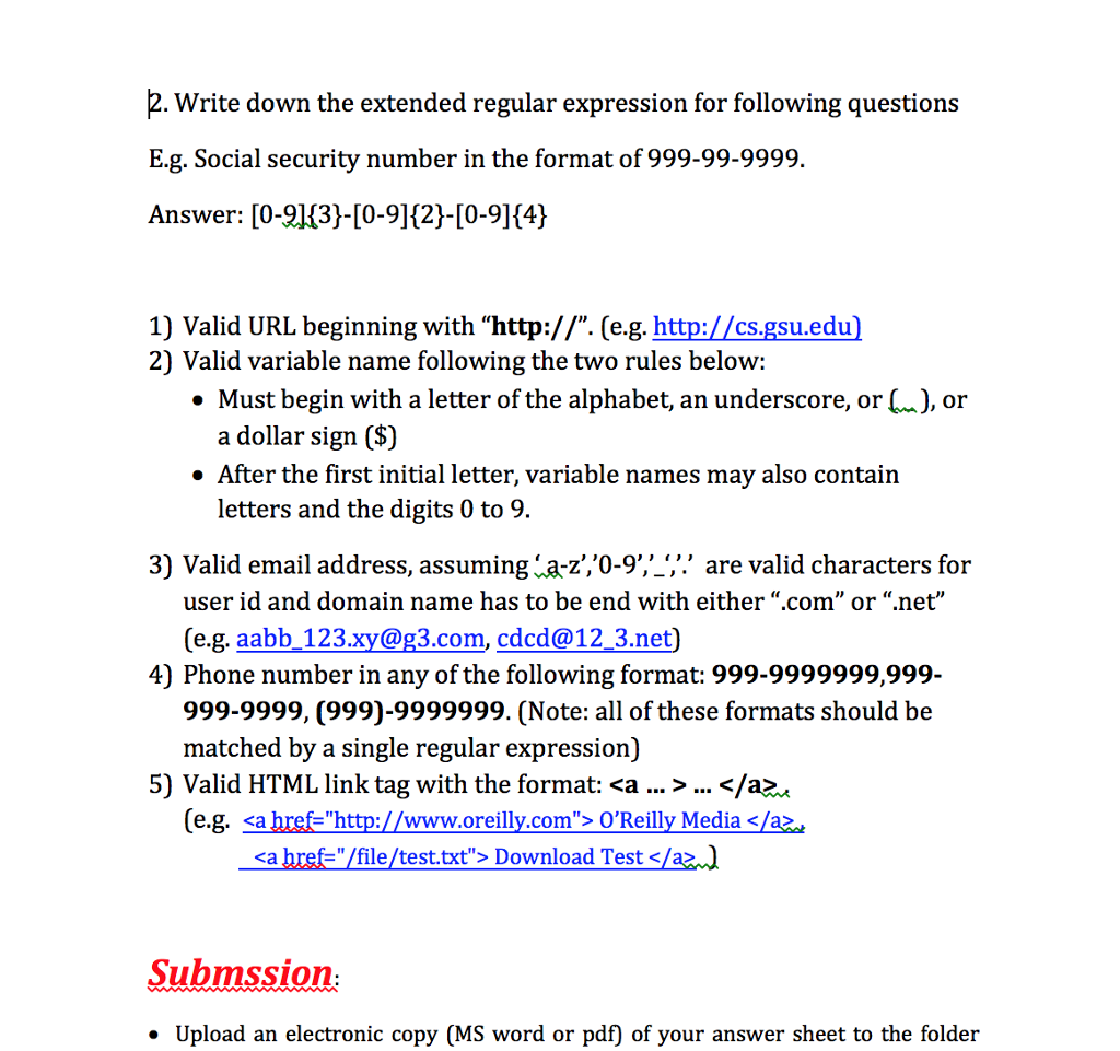 Solved Write down the extended regular expression for | Chegg.com