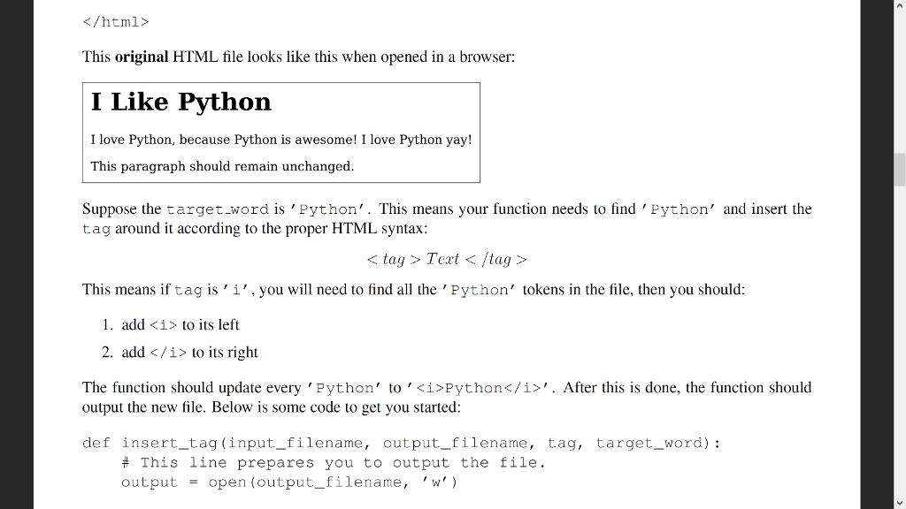 Part Il: HTML Stylizer (20 points) Write a function | Chegg.com