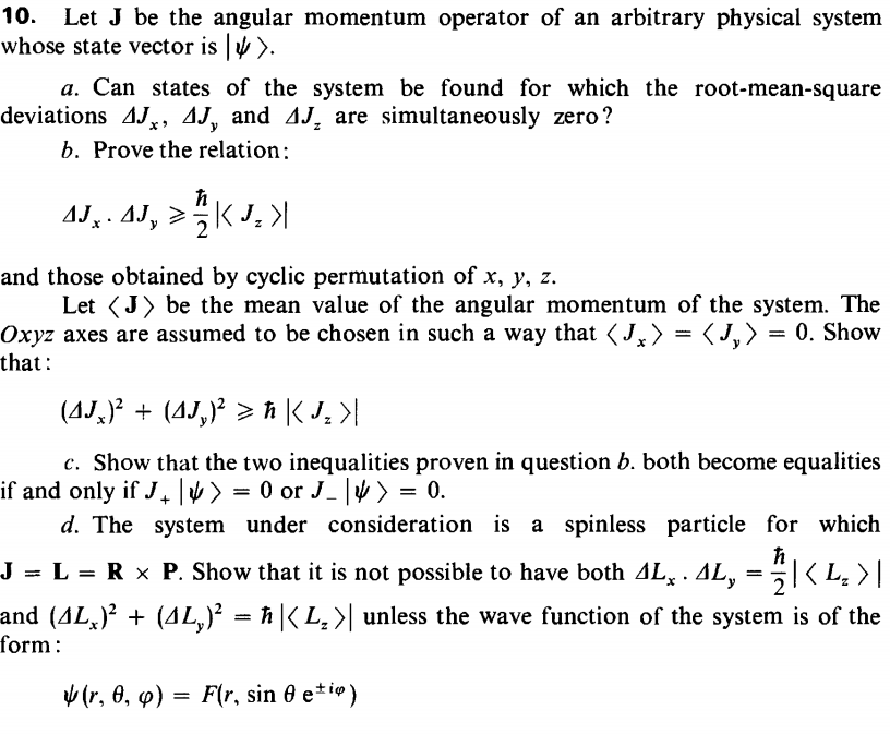 Solved 10. Let J be the angular momentum operator of an | Chegg.com