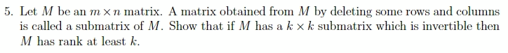 Solved Let M be an m times n matrix. A matrix obtained from | Chegg.com