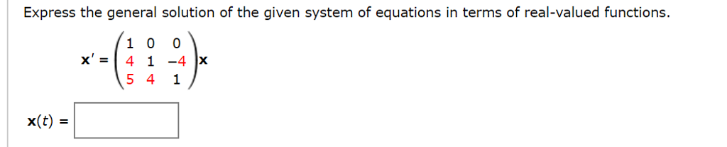 Solved Express the general solution of the given system of | Chegg.com